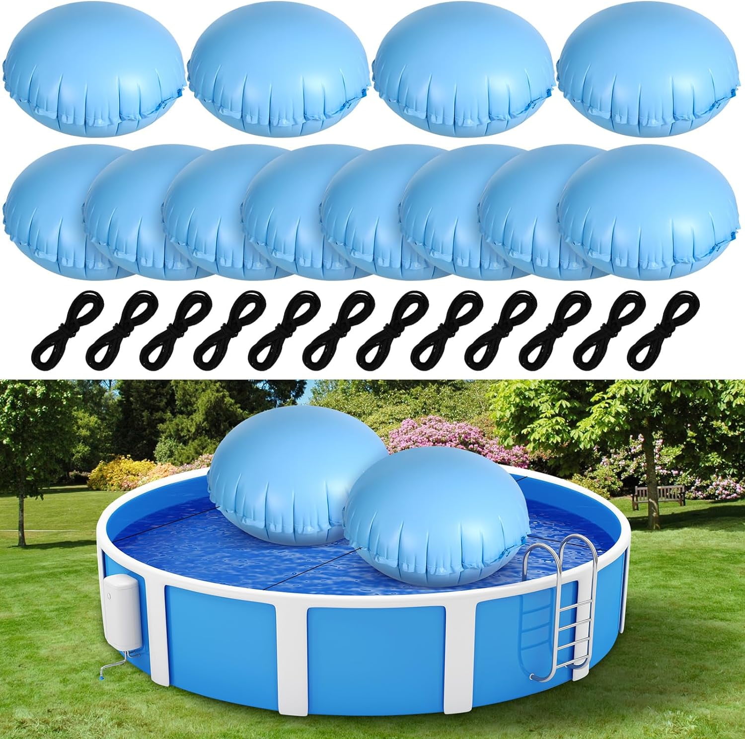 12 Pcs Pool Pillows for Above Ground Pools Cover Winterizing 4 x 4 ft ...