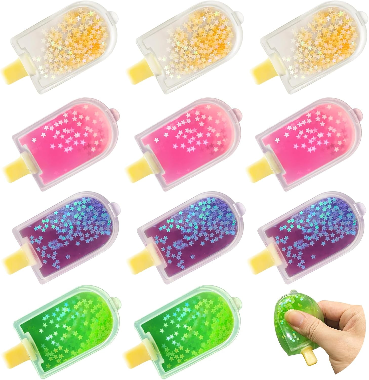 12 Pcs Popsicle Squeeze Fidgets Toy Squishies Set, Stress Sensory ...