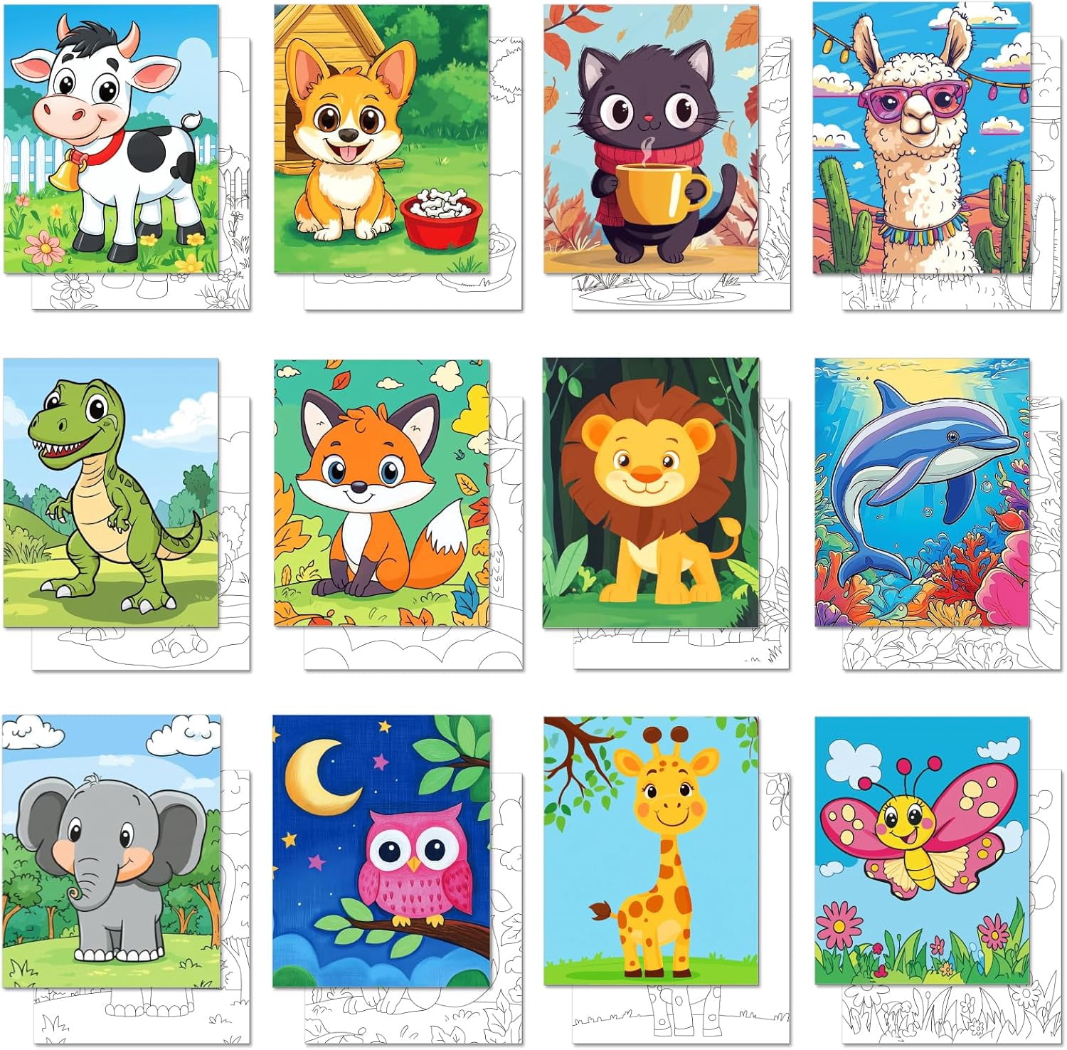 12 Pcs Pre Drawn Canvas to Paint for Boys Girls 8 X 10 Inch Pre Printed ...
