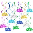 12 Pcs Pre-Strung Happy Birthday Hanging Swirl Decorations, Colorful ...