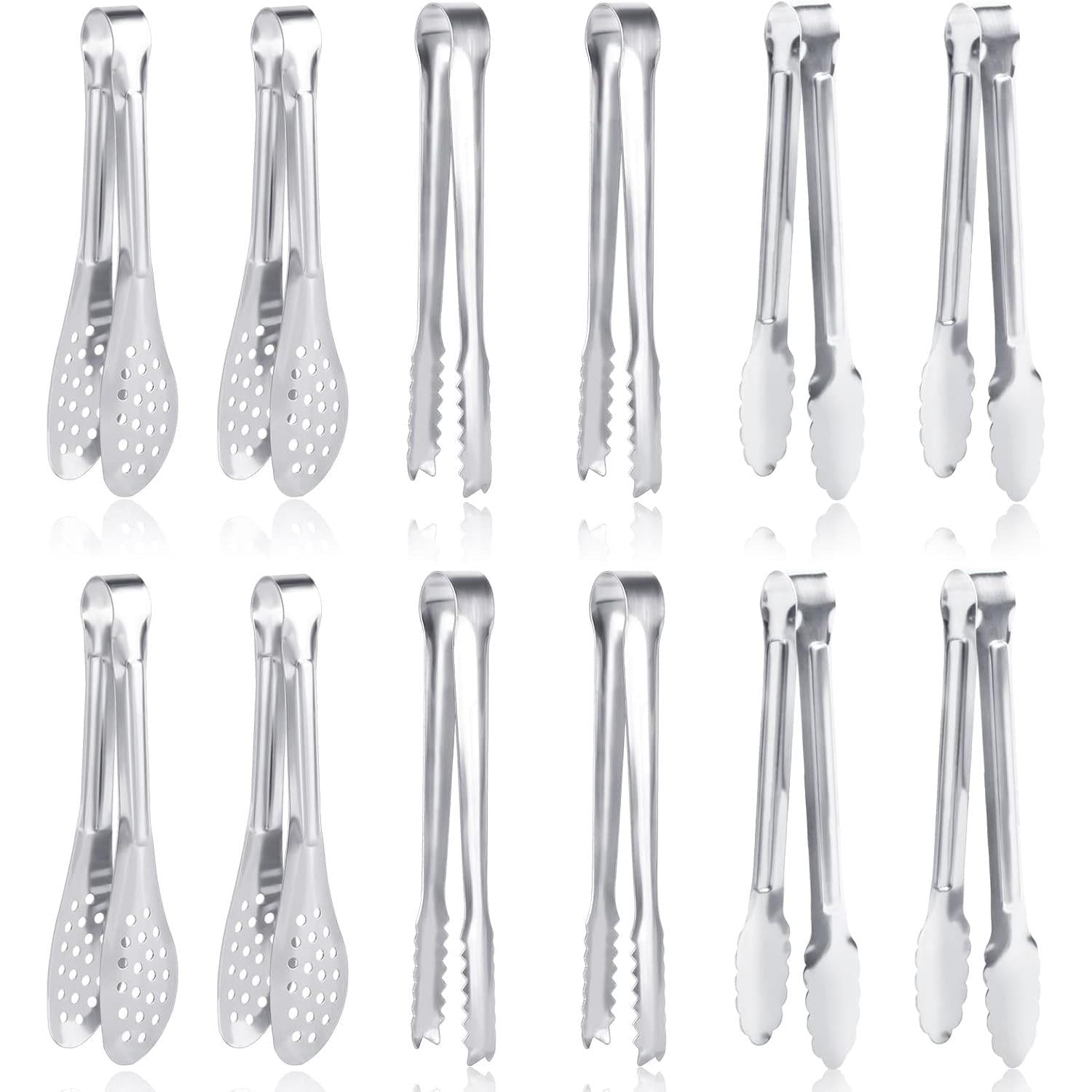 12 Pcs Premium Small Serving Tongs, Mini Stainless Steel Appetizer ...