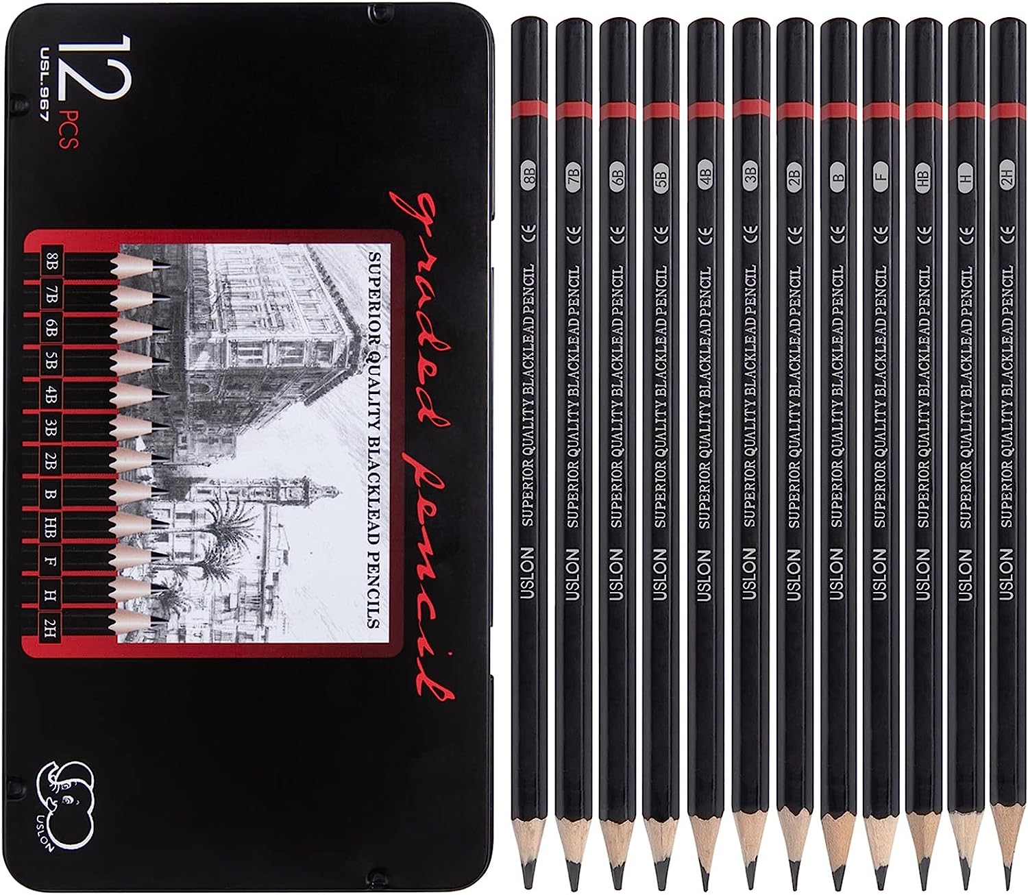 12 Pcs Professional Drawing Sketch Pencils - Professional Graphite ...