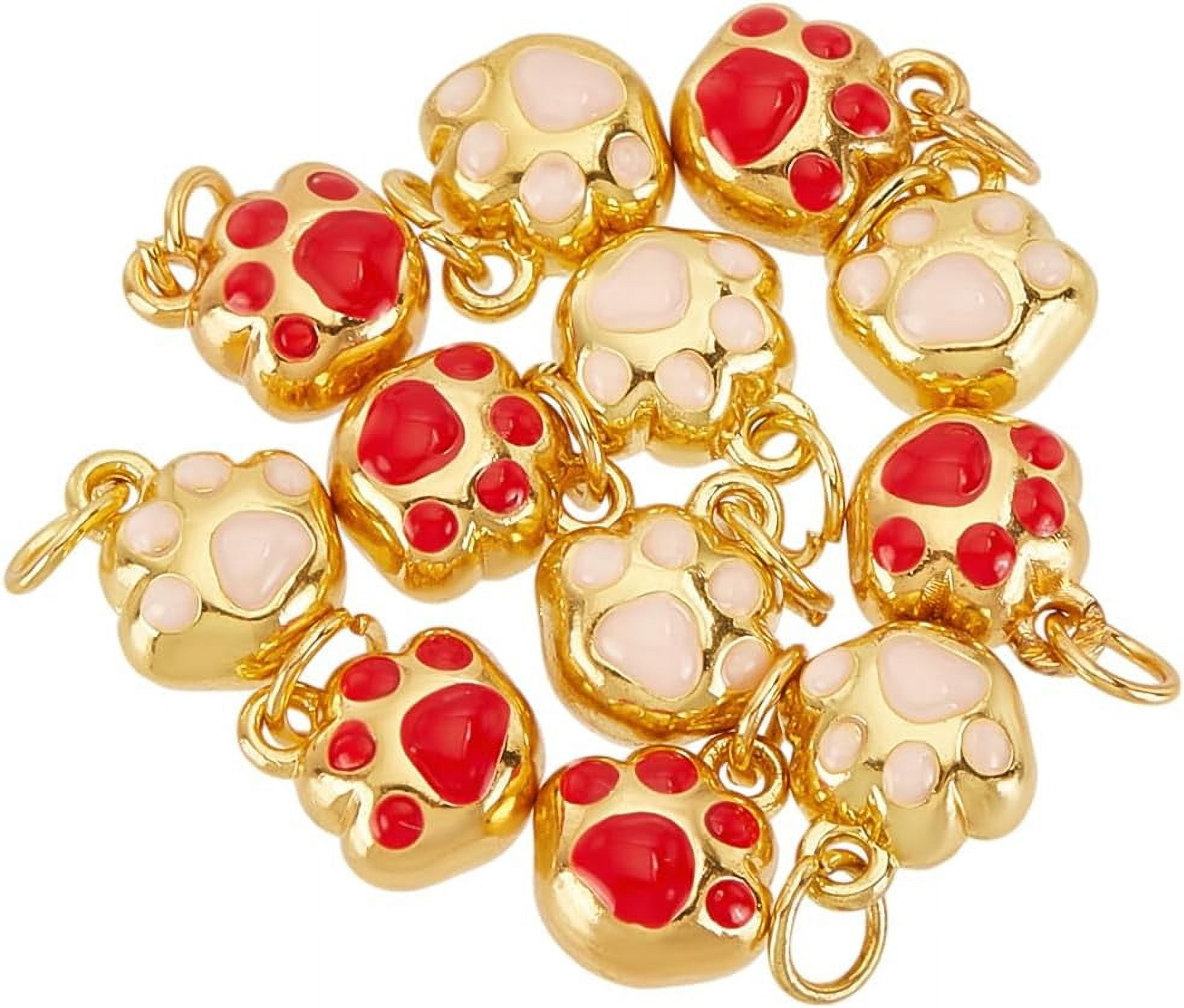 12 Pcs Puffed Enamel Paw Print Charm 2 Colors Cat Dog Add-On Charm ...