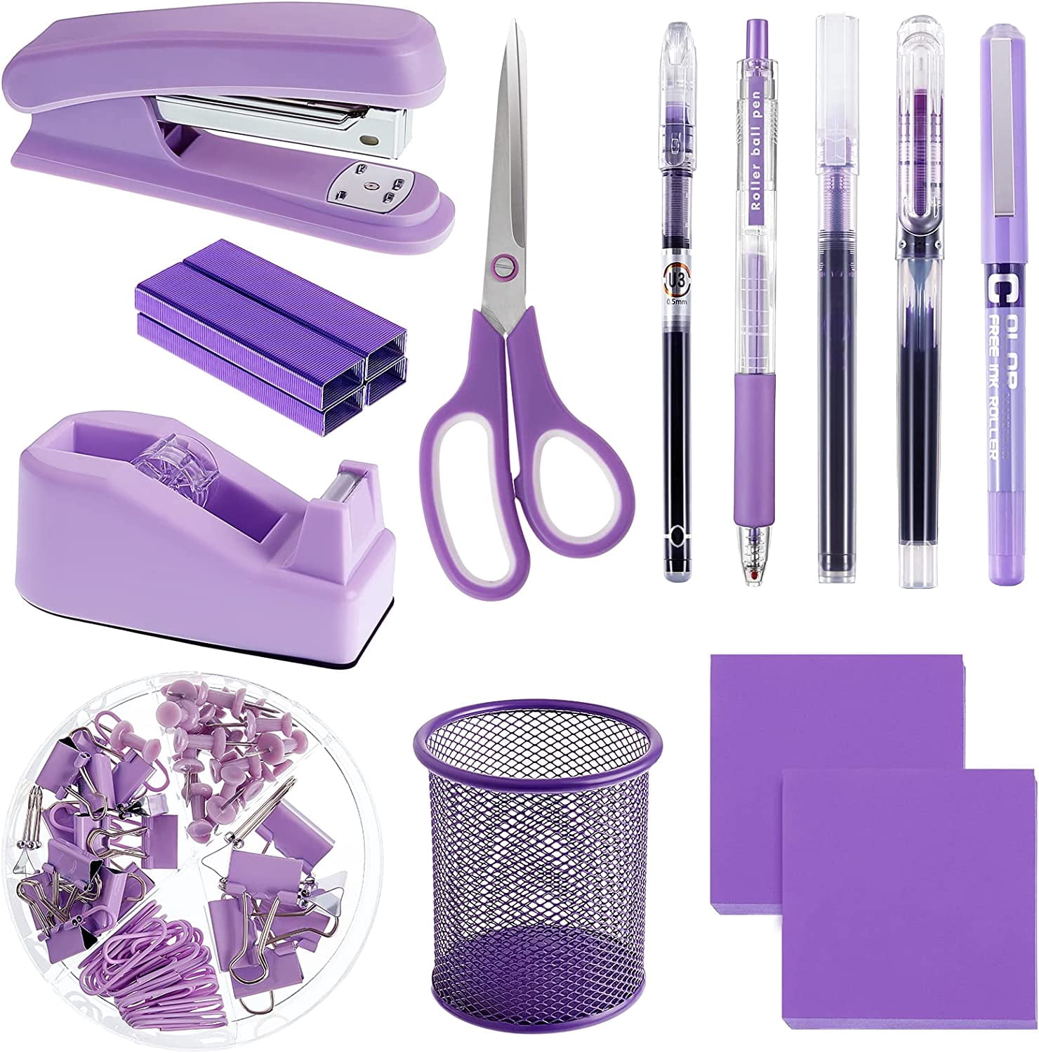 12 Pcs Purple Office Supplies Purple Desk Accessories Stapler with Tape ...
