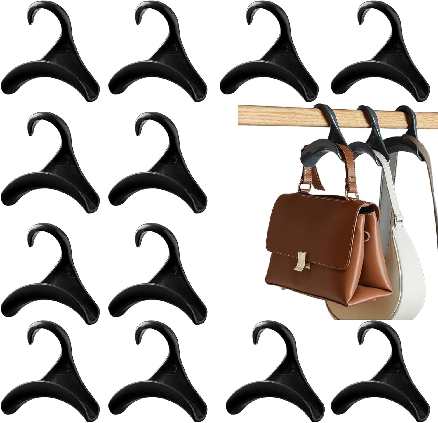 MOZEEDA 12 Pcs Heavy Duty Metal Handbag Hooks for Purse, Wall Mount ...