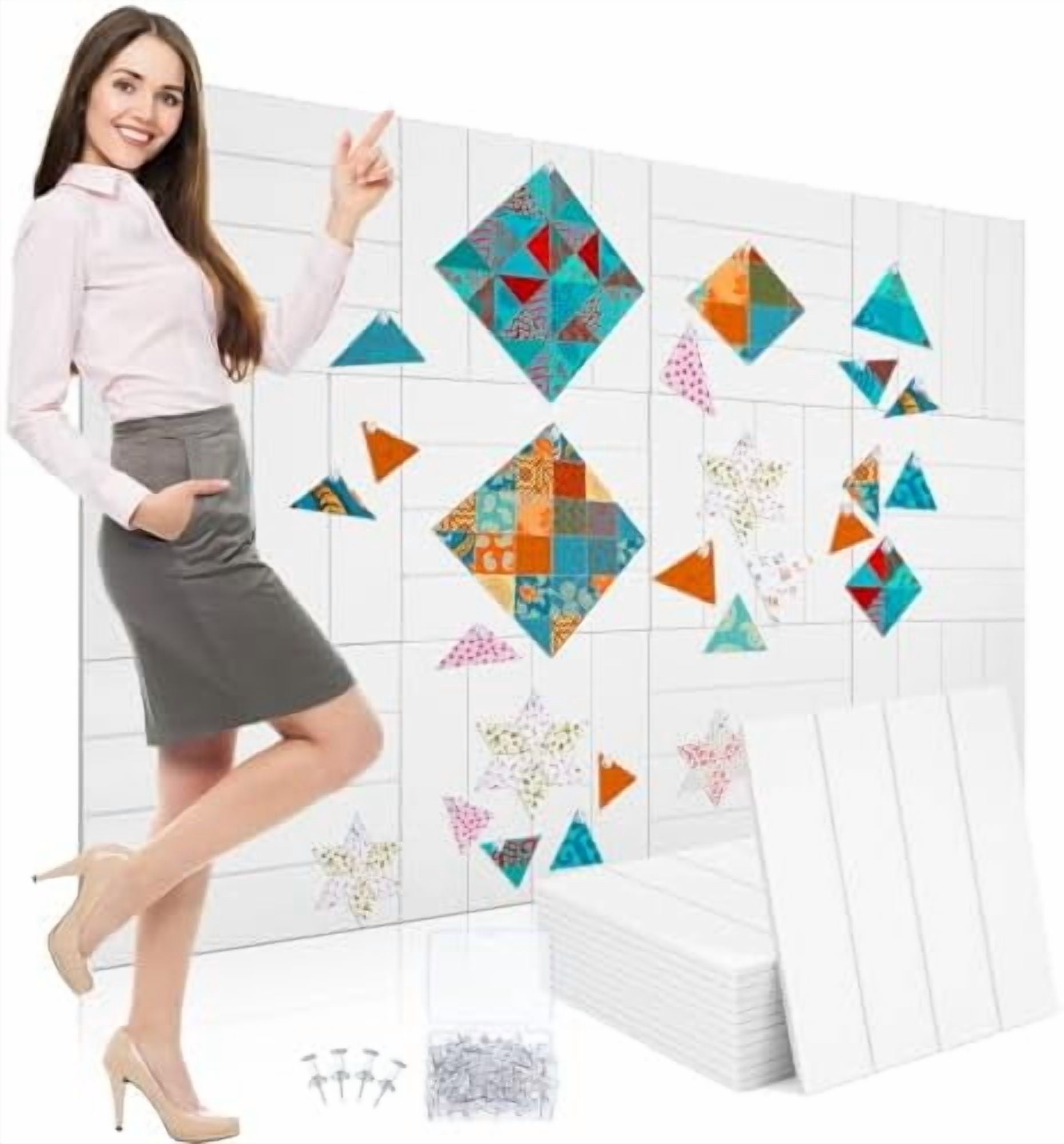 12 Pcs Quilting Design Wall Panels, 11.8 x 11.8 Inch Quilt Felt Board ...