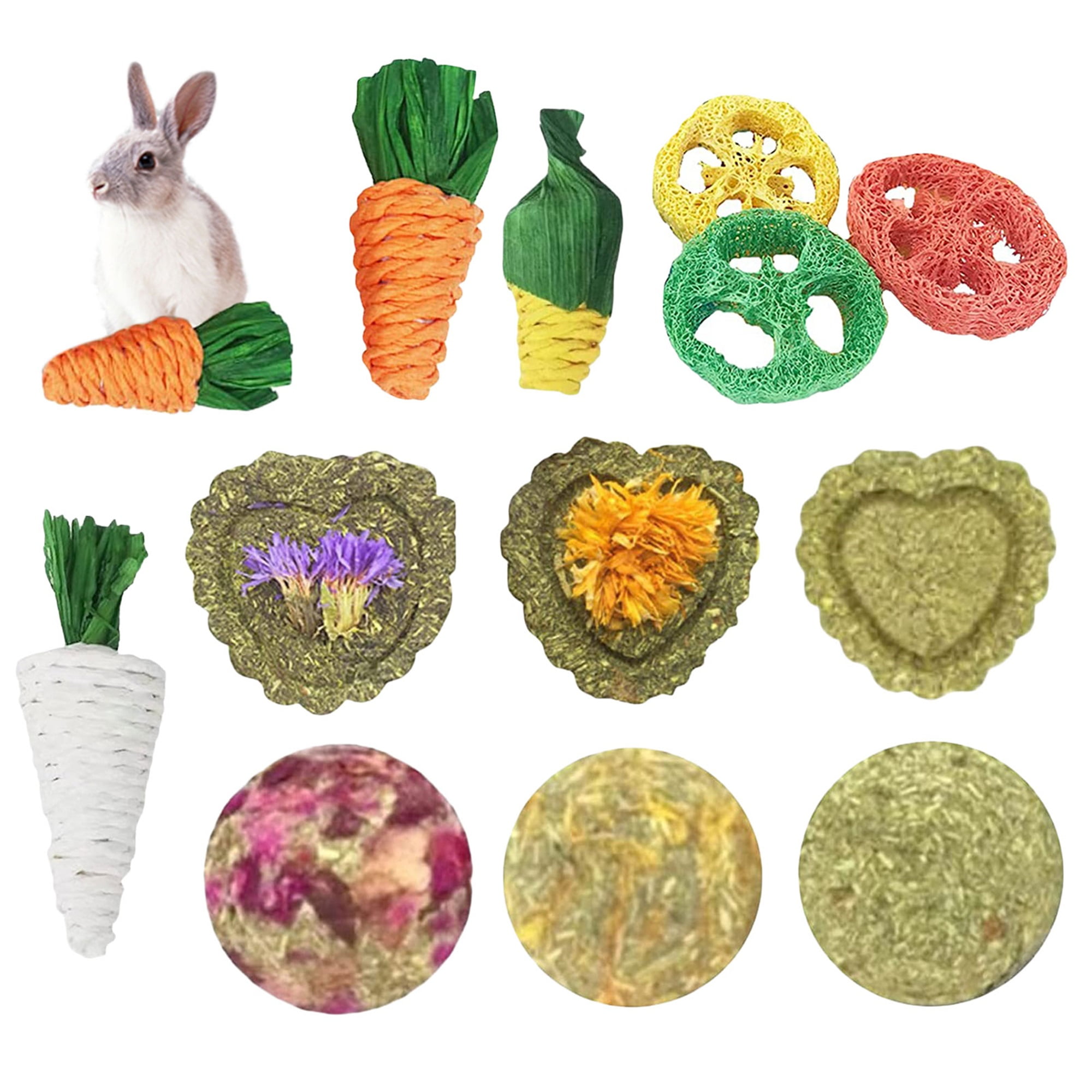 12 Pcs Rabbit Chew Toys Chew Treats and Balls for Rabbit Bunny ...