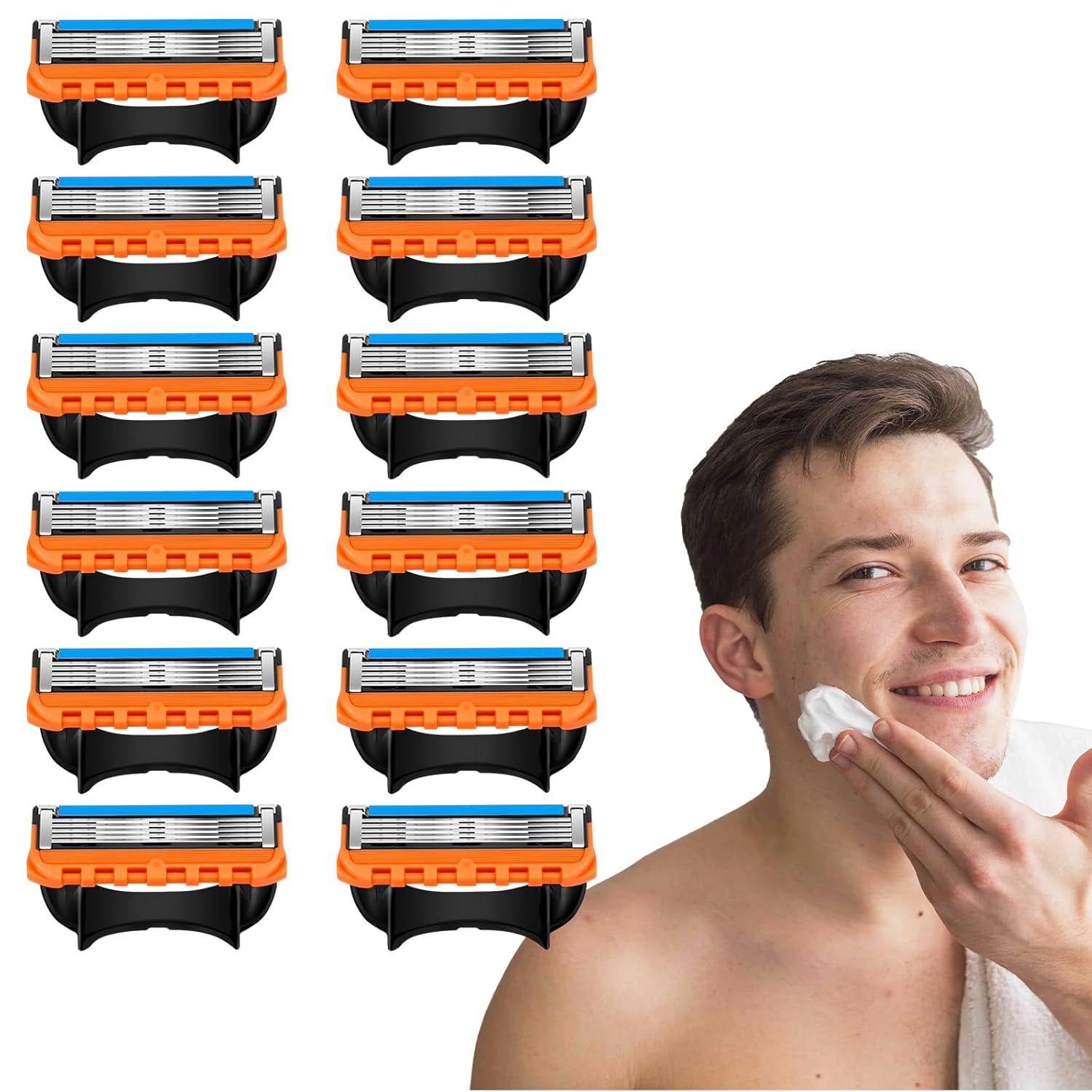 12 Pcs Razor Blade Shaving Razor Blade Refills for Fusion 5, Orange New ...