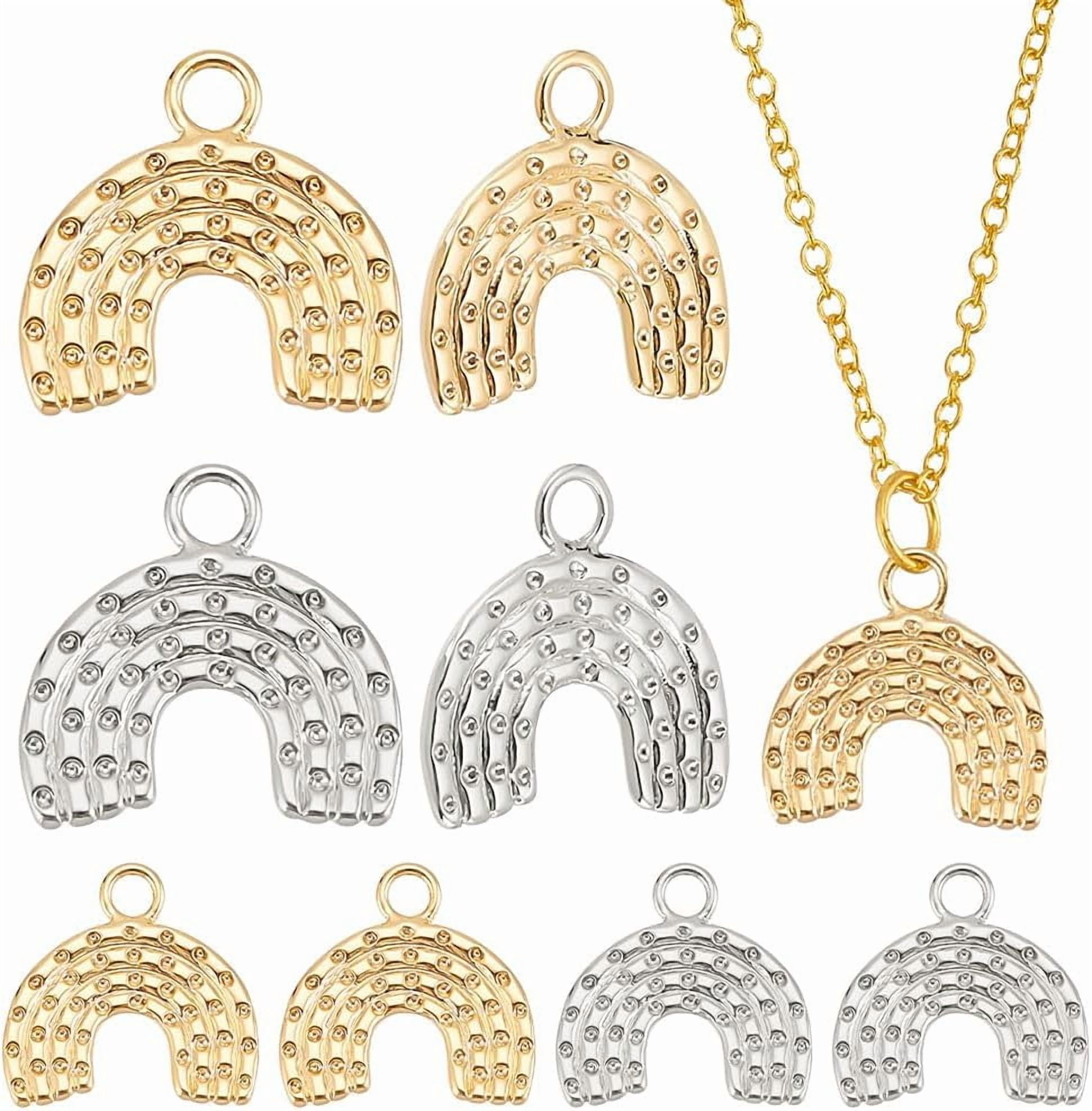 12 Pcs Real 18K Gold Plated Brass Rainbow Charms Gold Silver Pride ...
