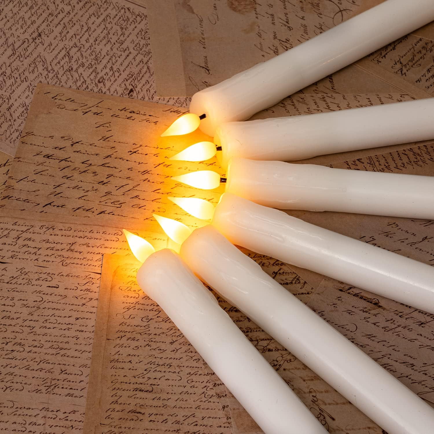12 Pcs Real Wax Flameless Taper Candles with Remote Timer and Dimmer ...