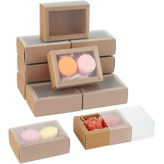 12 Pcs Rectangle Drawer Kraft Boxes 4.33x3.15x1.65 Inch Gift Packaging ...