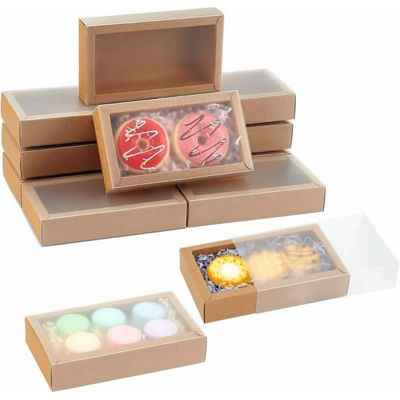 12 Pcs Rectangle Drawer Kraft Boxes 6.3x3.54x1.26 Inch Gift Packaging ...