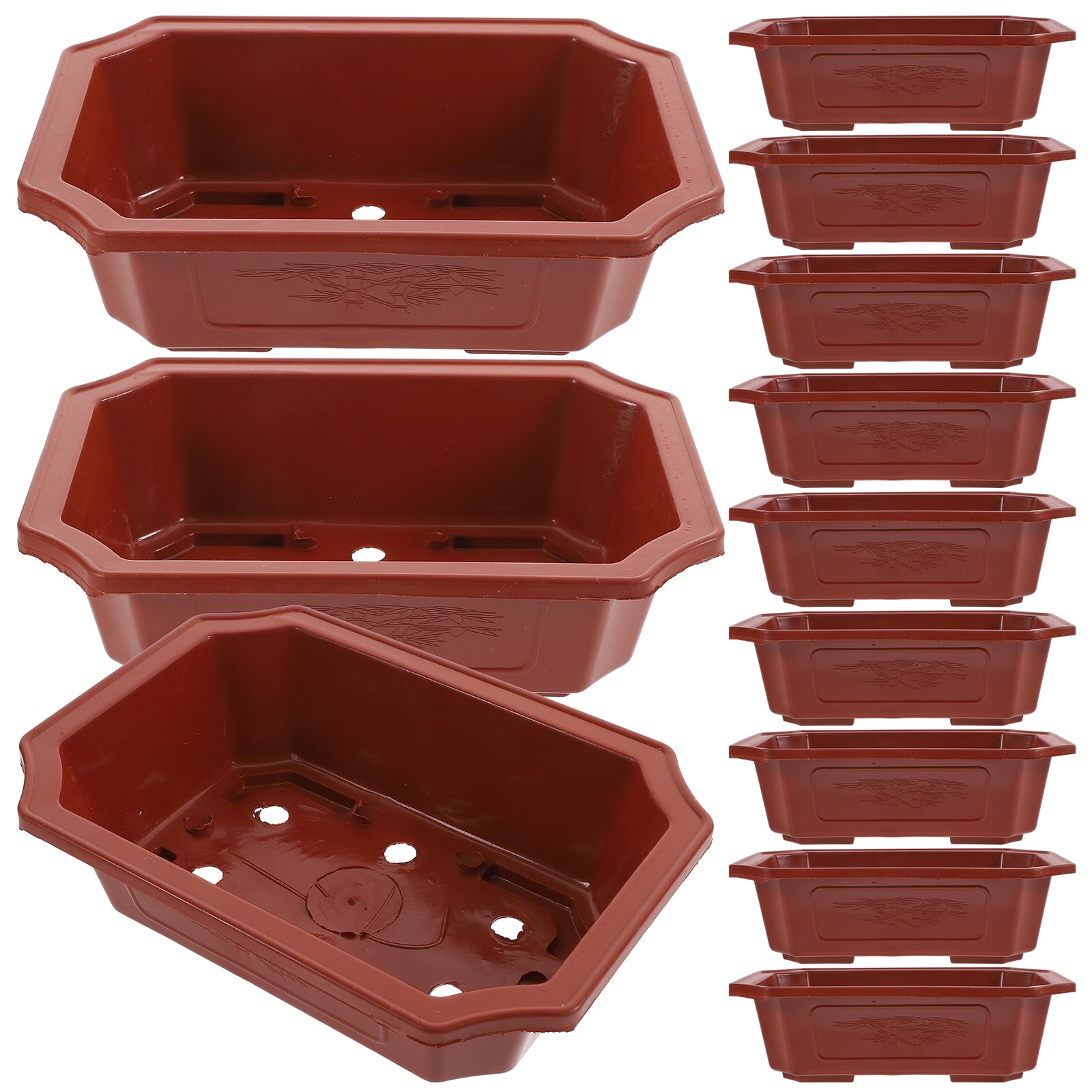 12 Pcs Rectangular Flower Pot Planter Indoor Plastic Pots Succulents ...