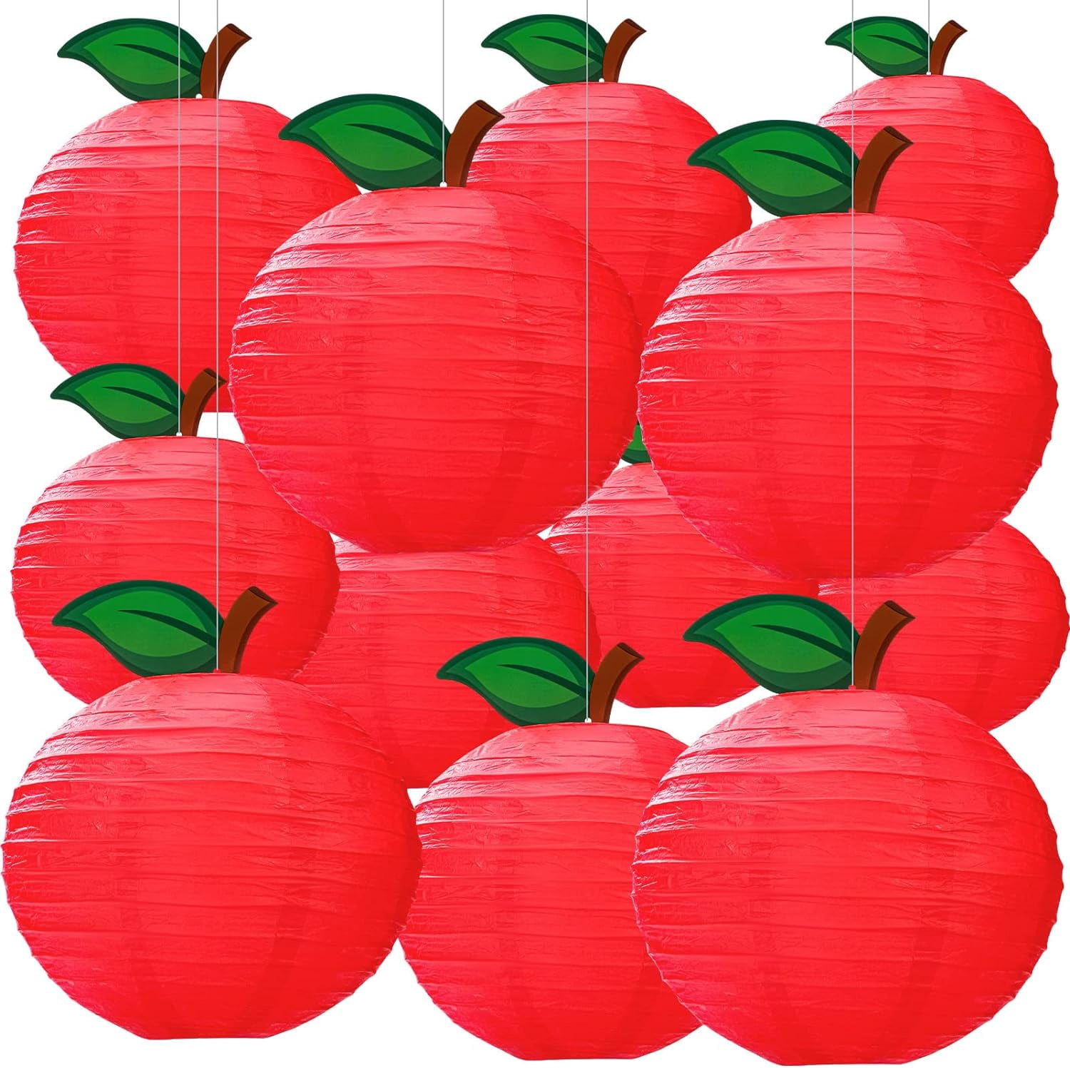 12 Pcs Red Apple Classroom Decorations Apple Paper Lanterns Fruit ...