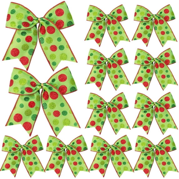 12 Pcs Red Green Christmas Bows,6 Inch Large Christmas Wreaths Bows for ...