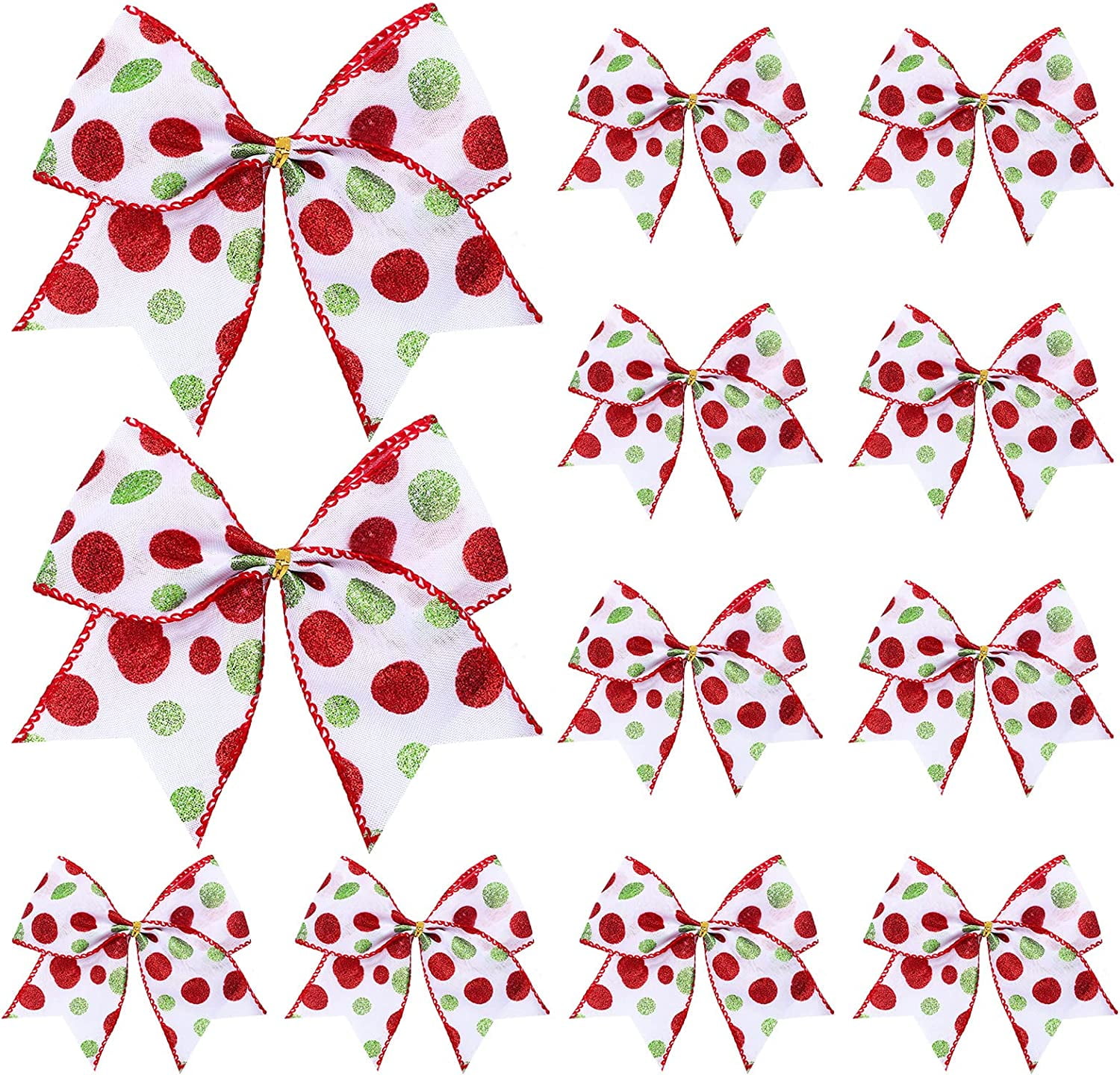 12 Pcs Red Green Christmas Bows,6 Inch Large Christmas Wreaths Bows for ...