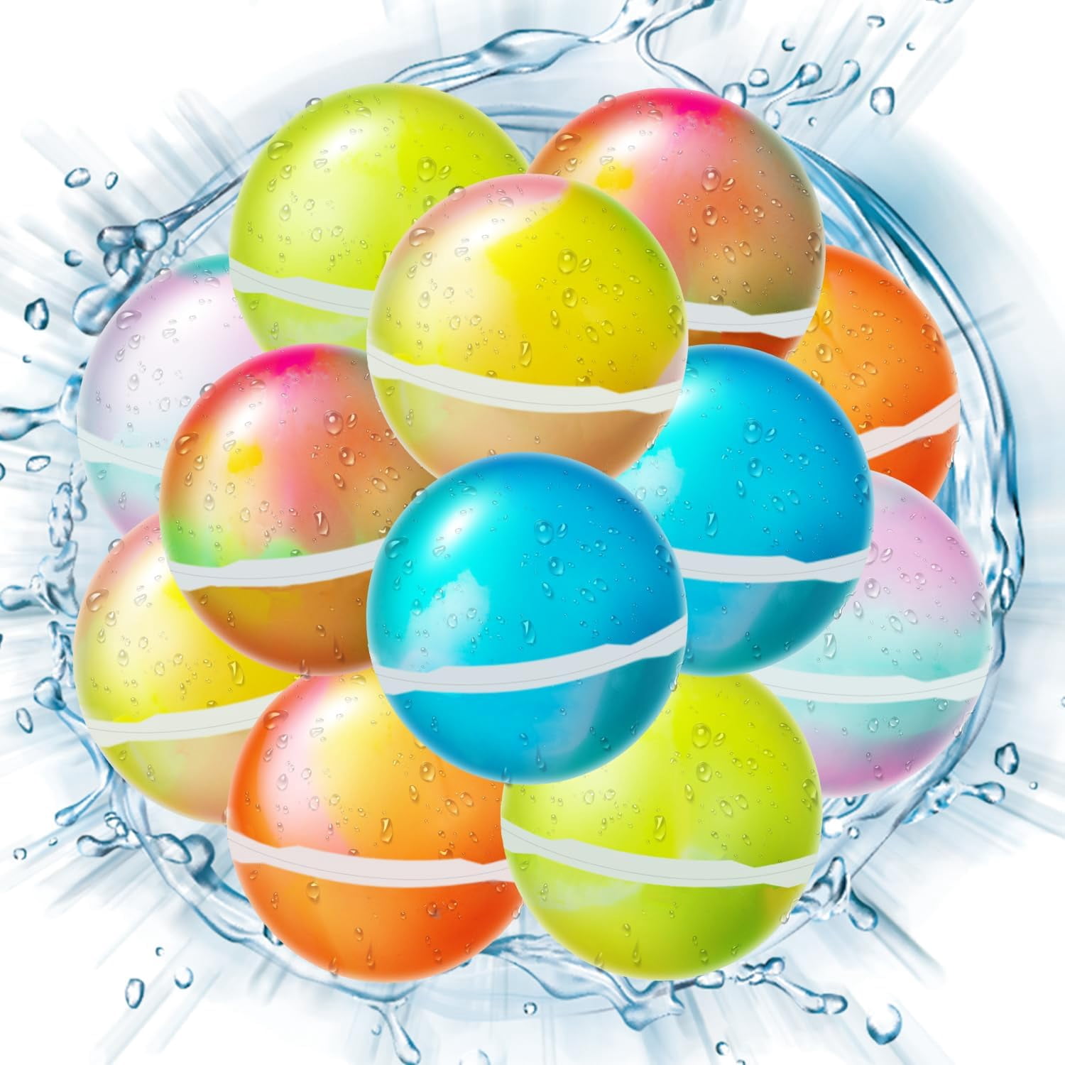12 Pcs Reusable Water Balloons, Silicone Quick Filling Water Balls Toy ...