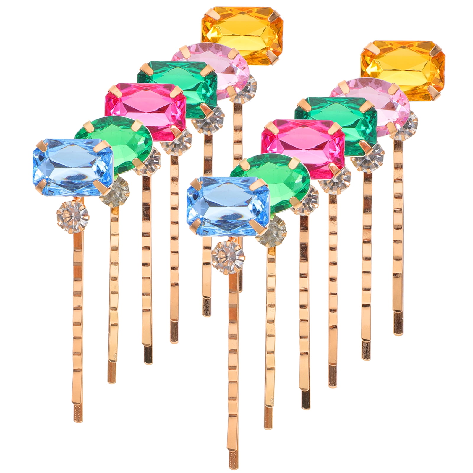 12 Pcs Rhinestone Bangs Clip Assorted Color Hair Clips Charming ...