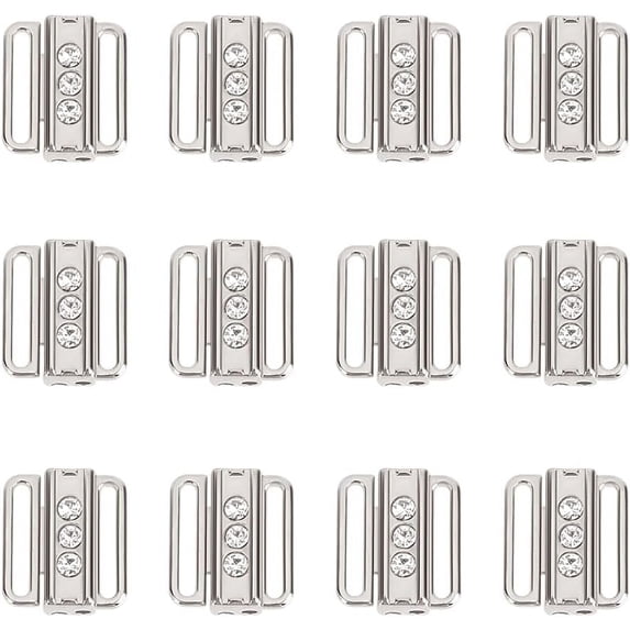 12 Pcs Rhinestone Bikini Connectors Bra Strap Hooks Metal Lingerie ...