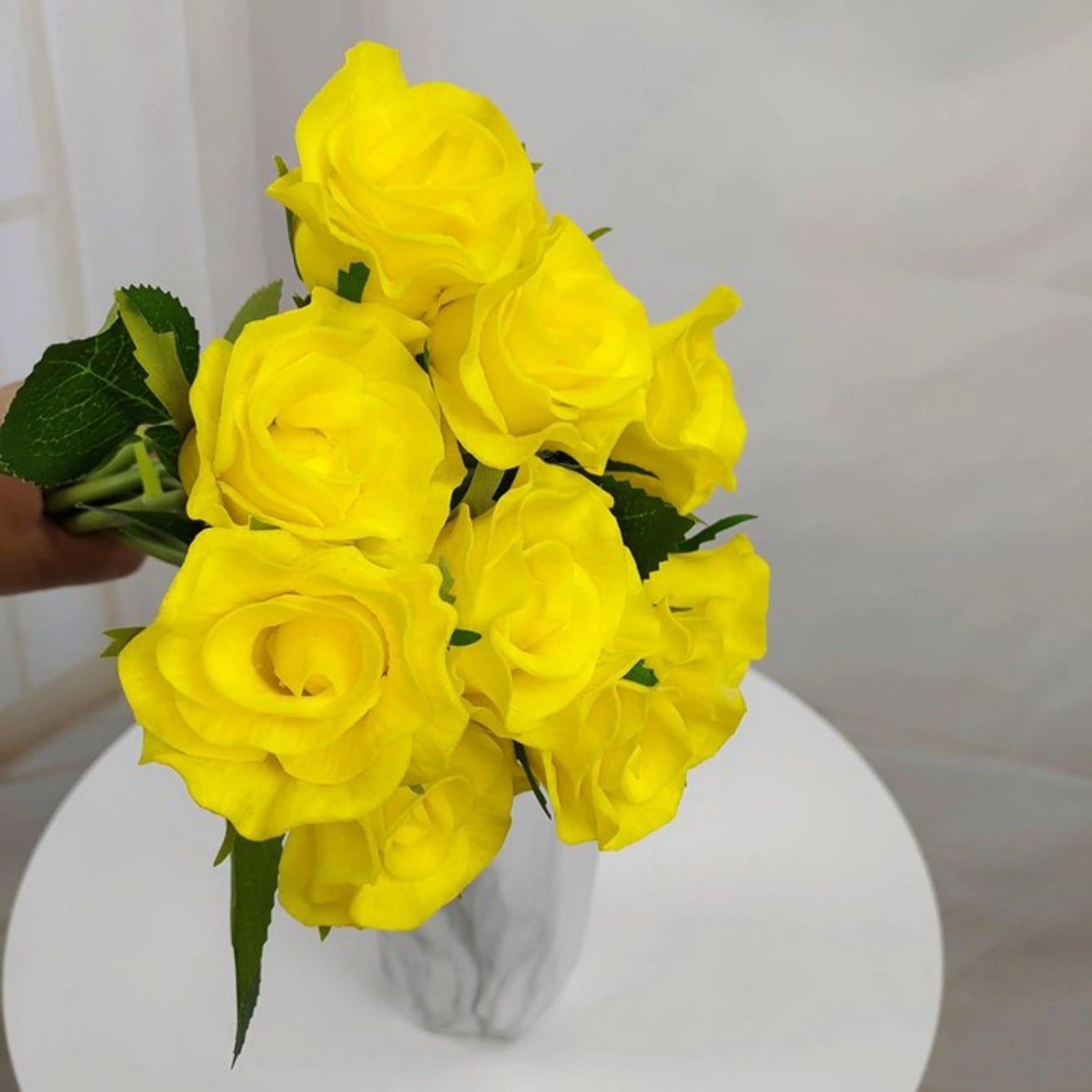 12 Pcs Rose Artificial Flowers Realistic White Roses With Stems Single ...