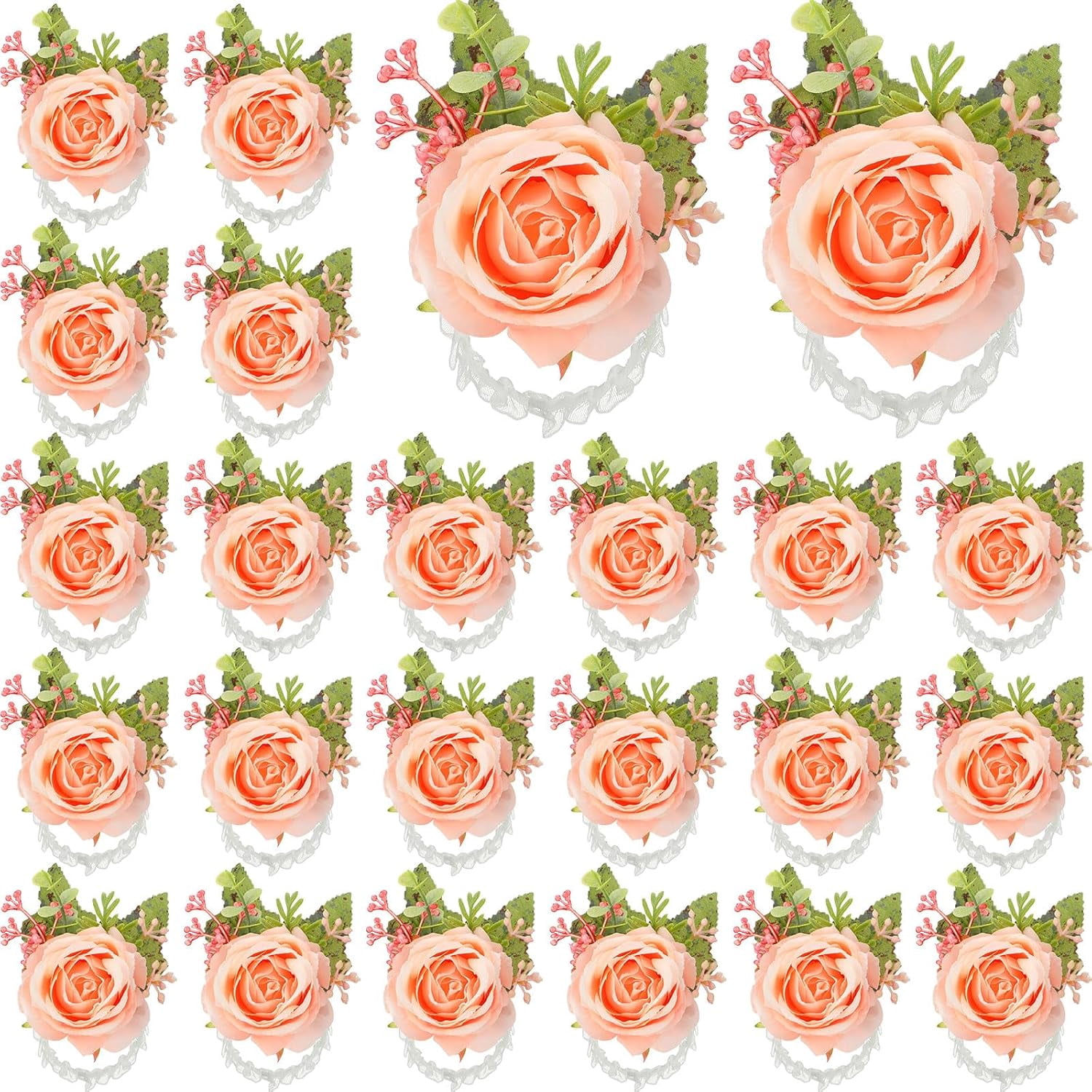 12 Pcs Rose Wrist Corsage Bracelets Wedding Bridal Wrist Artificial ...