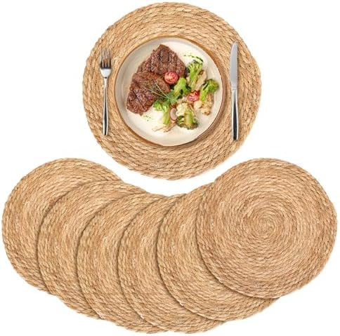 12 Pcs Round 13 Inch Fall Woven Placemats Rattan Wicker Place Mats Heat ...