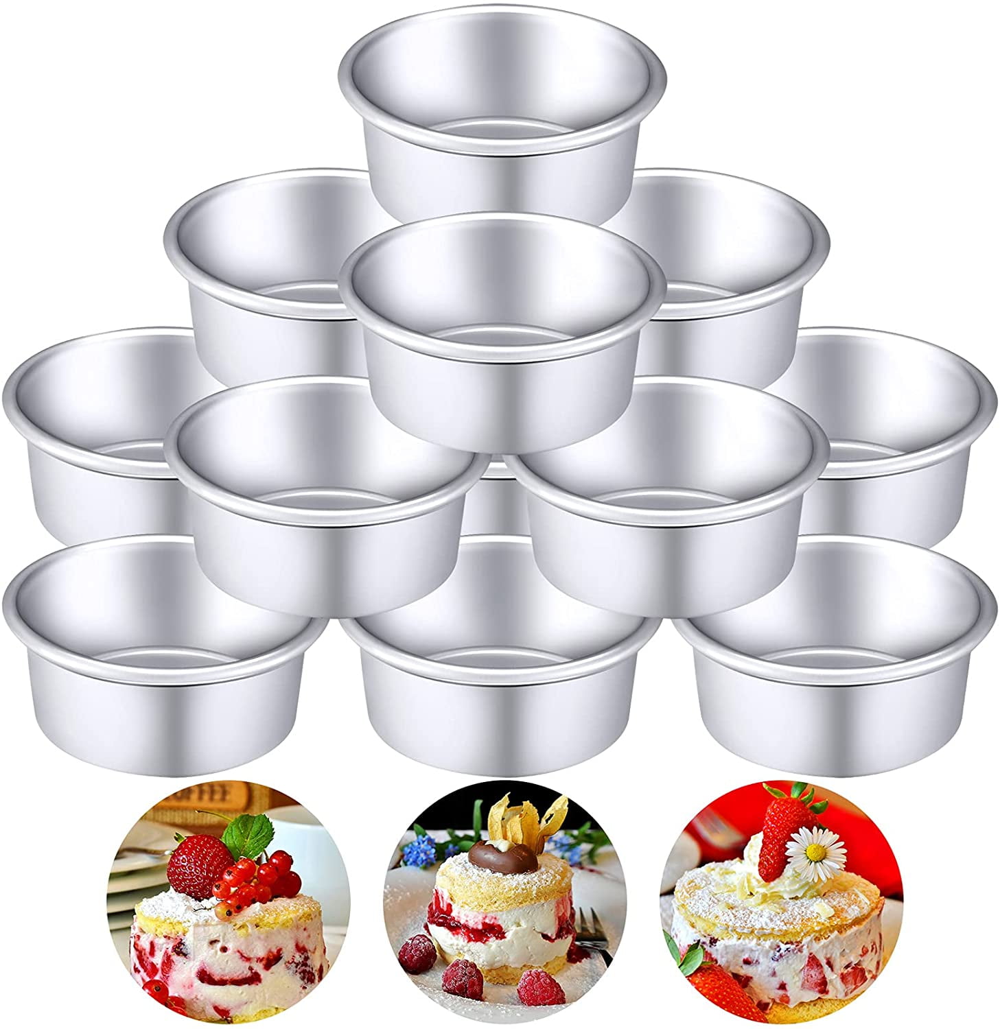 12 Pcs Round Cake Pans Aluminum Round Mold Smash Cake Baking Cheesecake ...