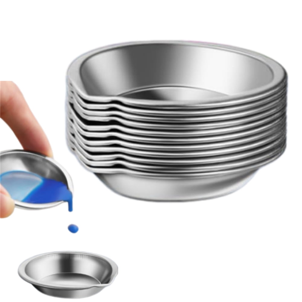 12 Pcs Round Paint Trays Silver, Topboutique Stainless Steel Mixing ...