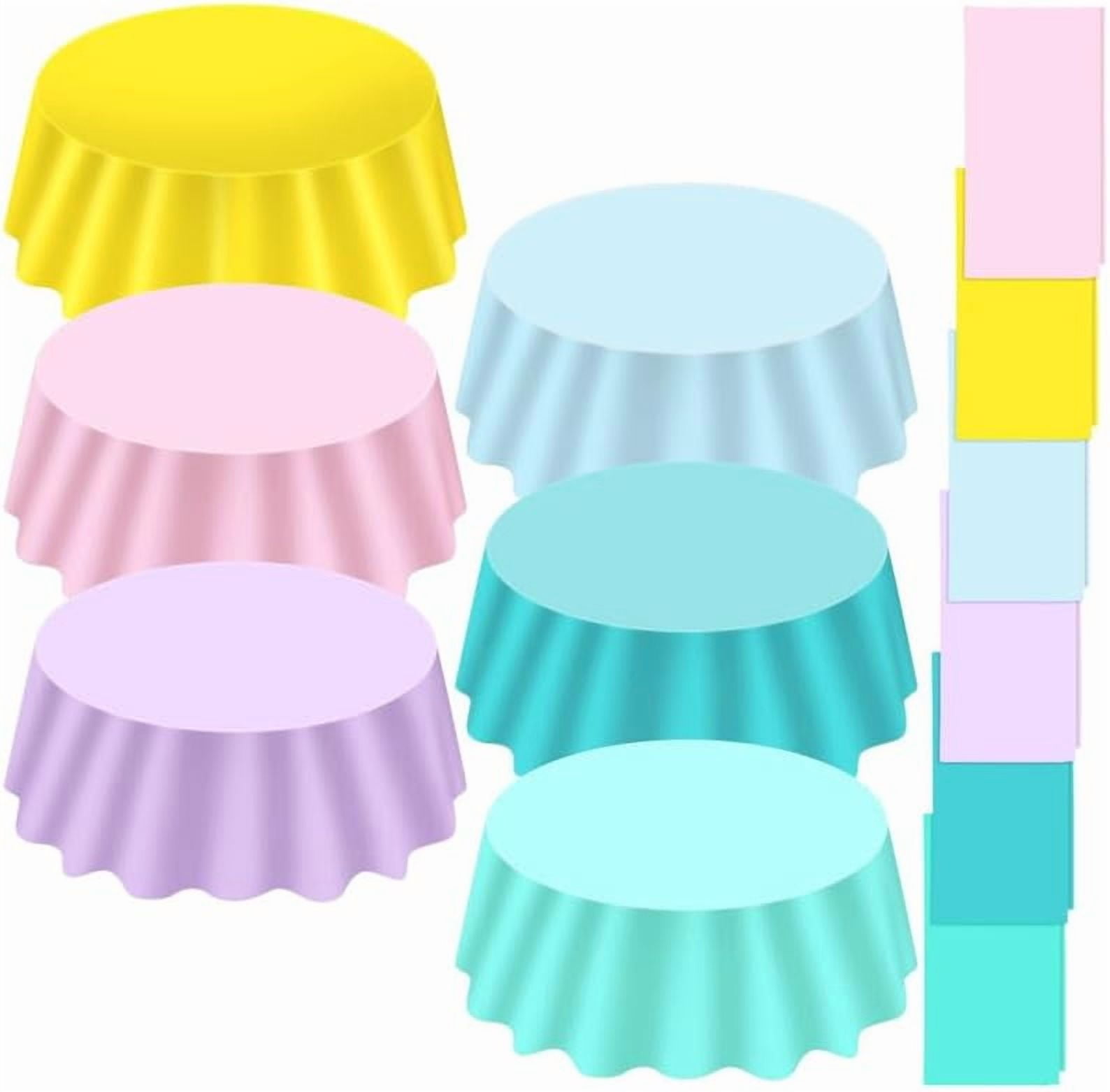12 Pcs Round Pastel Color Tablecloths Plastic Colorful Tablecloths ...