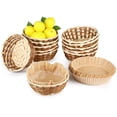 12 Pcs Round Wood Baskets, 7 Inch Woven Bread Fruit Containers, Food ...