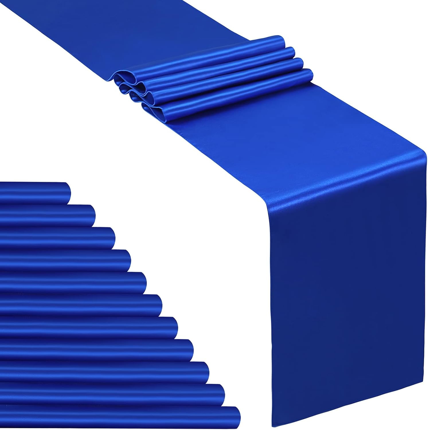 12 Pcs Royal Blue Satin Table Runner 12 x 108 inches Long, Bright ...