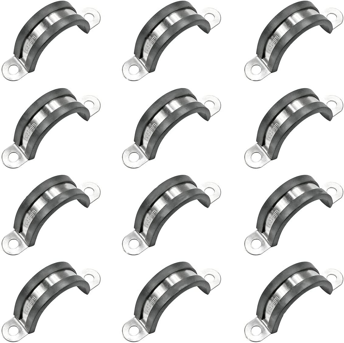12 Pcs Rubber Pipe Strap 304 Stainless Steel Rubber Cushioned Insulated ...