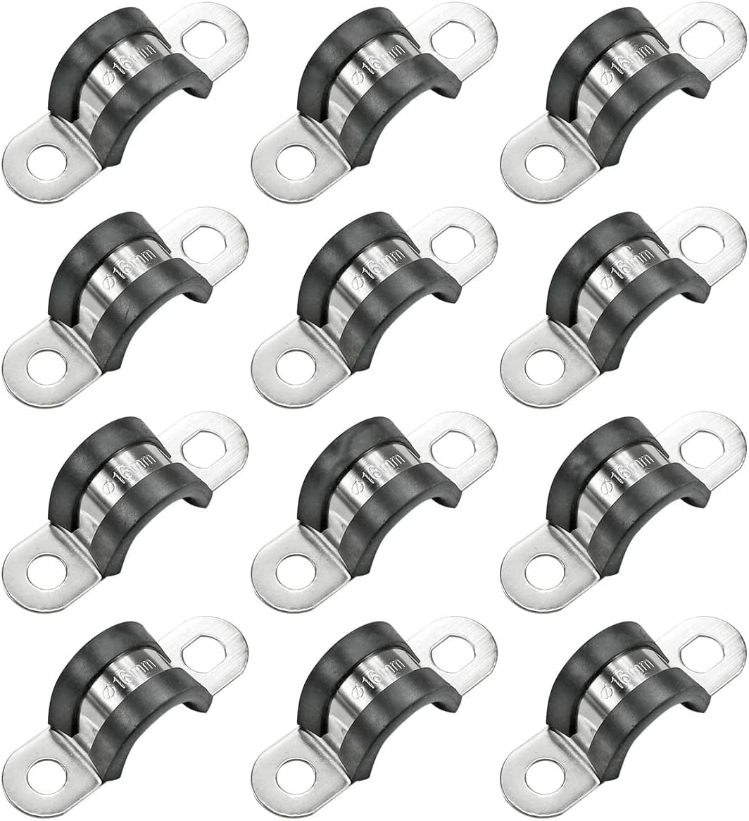 Rubber Cushioned Cable Clamp 10 Pieces 25mm U-pipe Clips With Rubber ...