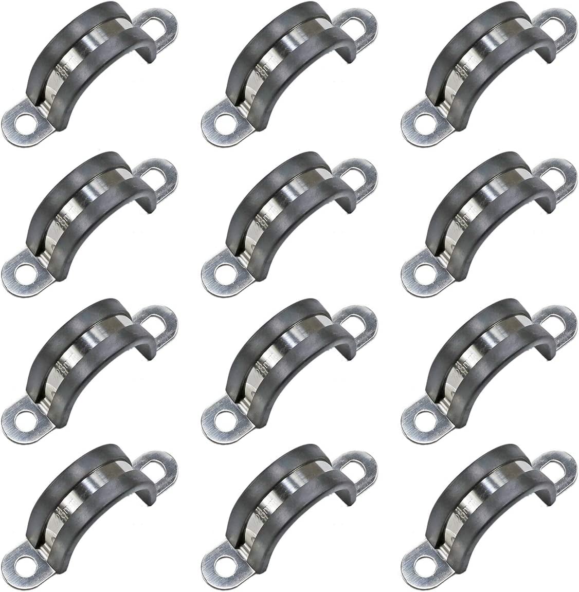 12 Pcs Rubber Pipe Strap Rubber Cushioned Insulated Stainless Steel-304 ...