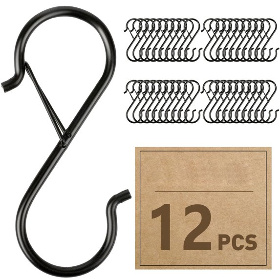 12 Pcs S Hooks Heavy Duty with Safety Buckle, 3.55 Inch Durable Hooks ...