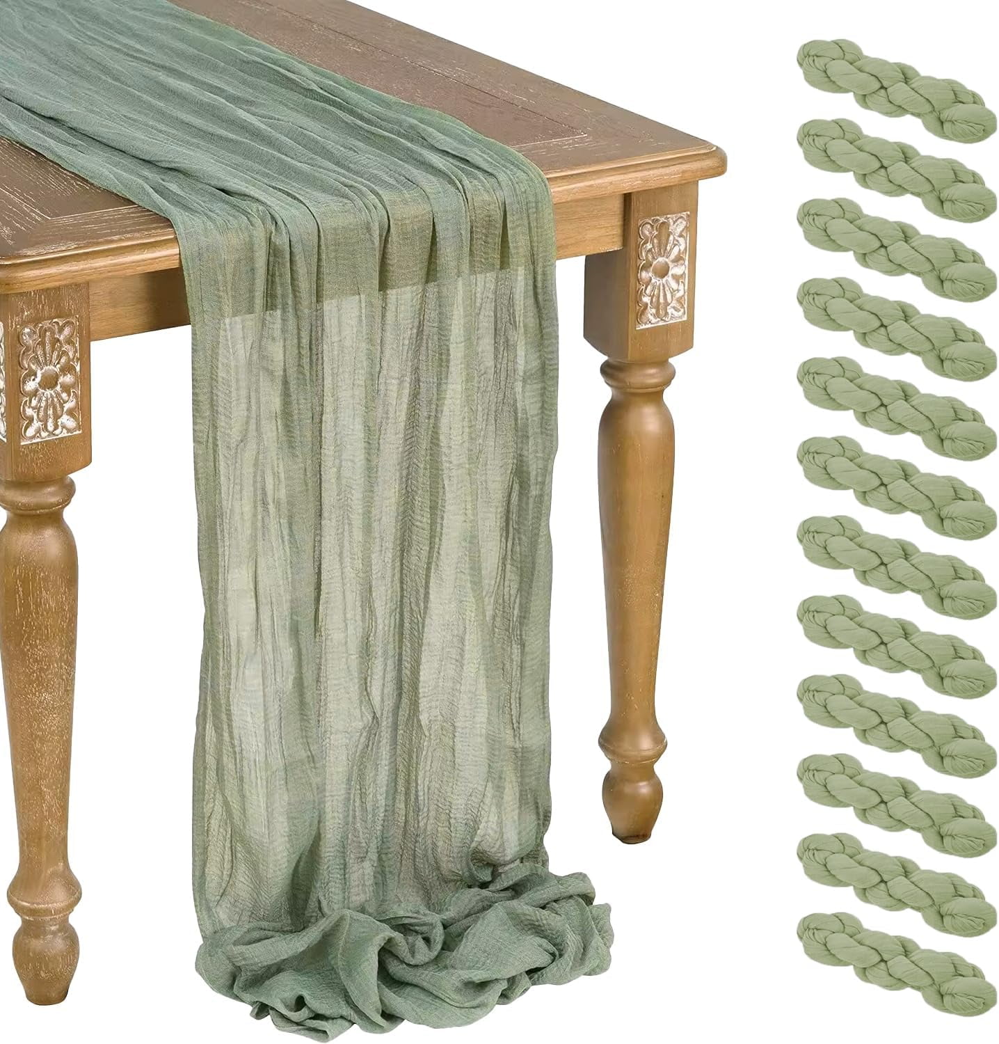 12 Pcs Sage Green Cheesecloth Table Runner 13ft Boho Gauze Cheesecloth ...