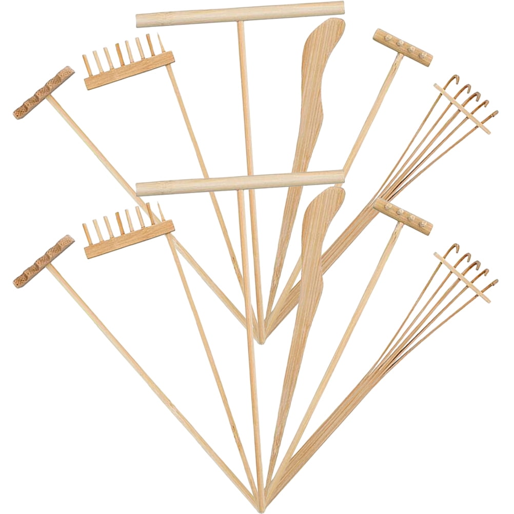 12 Pcs Sand Rake Set Decor Sandbox Rake Scene Layout Props Bamboo Rake ...
