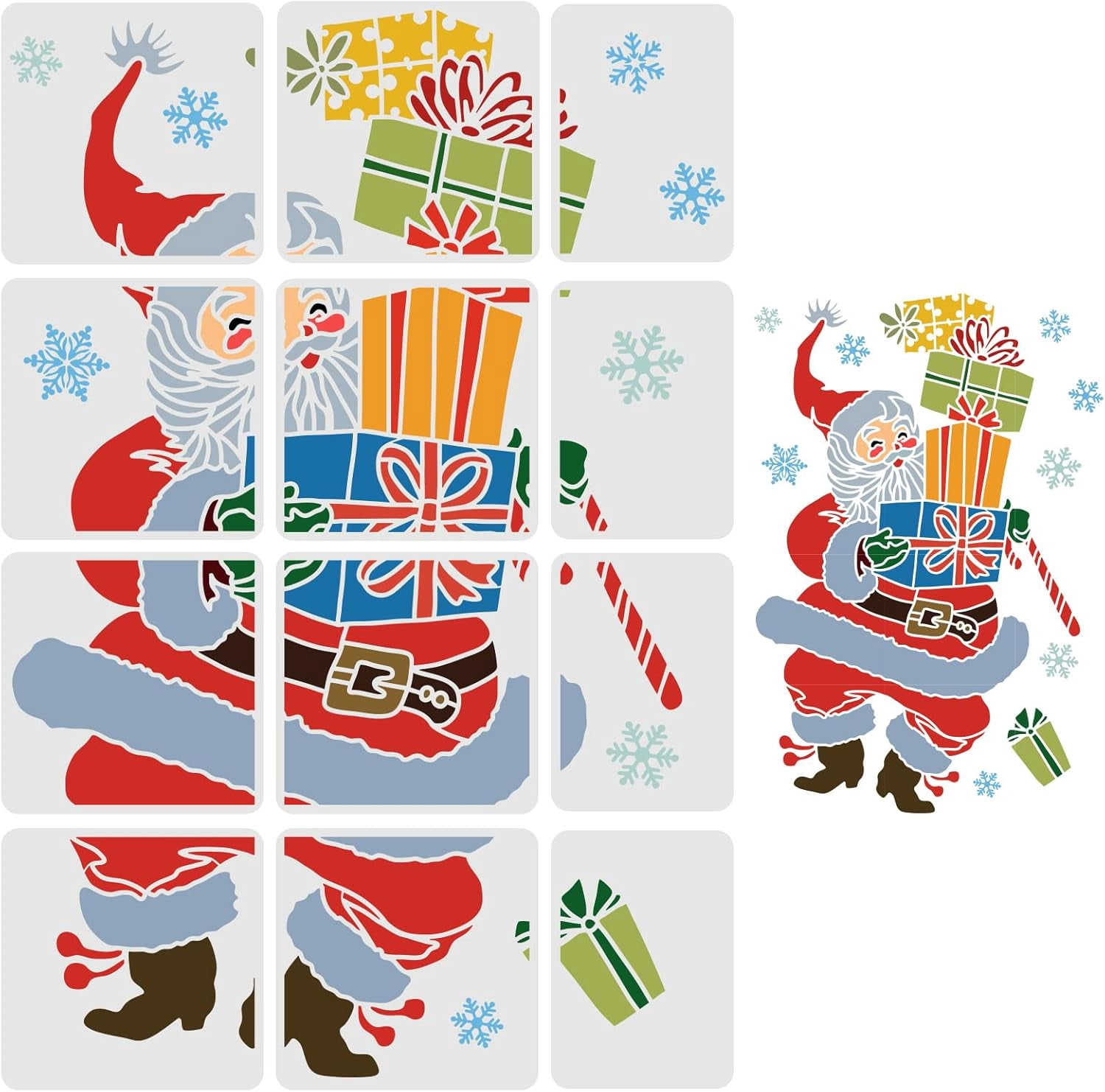 12 Pcs Santa Claus Stencil 44x30 Inch Plastic Christmas Painting ...
