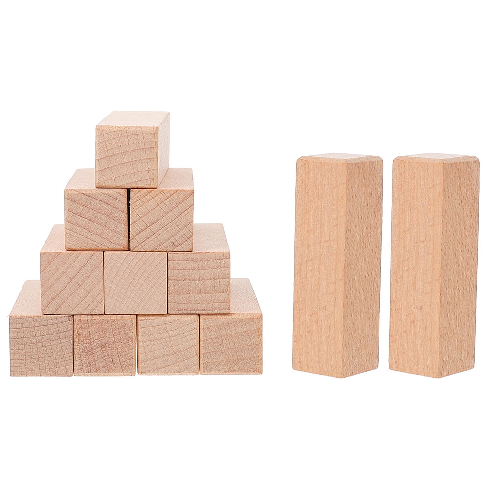 12 Pcs Seal Small Wooden Blocks Wood Carving Blanks DIY Stamps ...