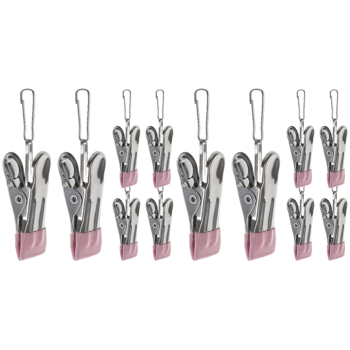 12 Pcs Seamless Clip Metal Clothes Hangers Laundry Pin Rail Hanging ...
