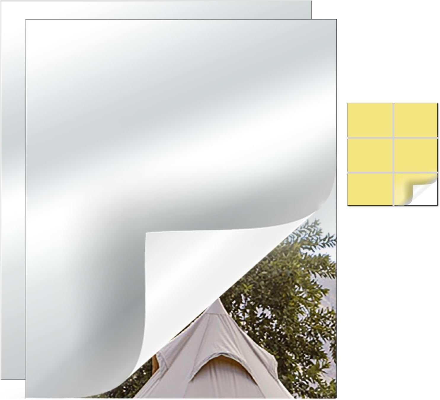 12 Pcs Self Adhesive Acrylic Mirror Tiles,10 x 15cm/4" x 6" Frameless ...