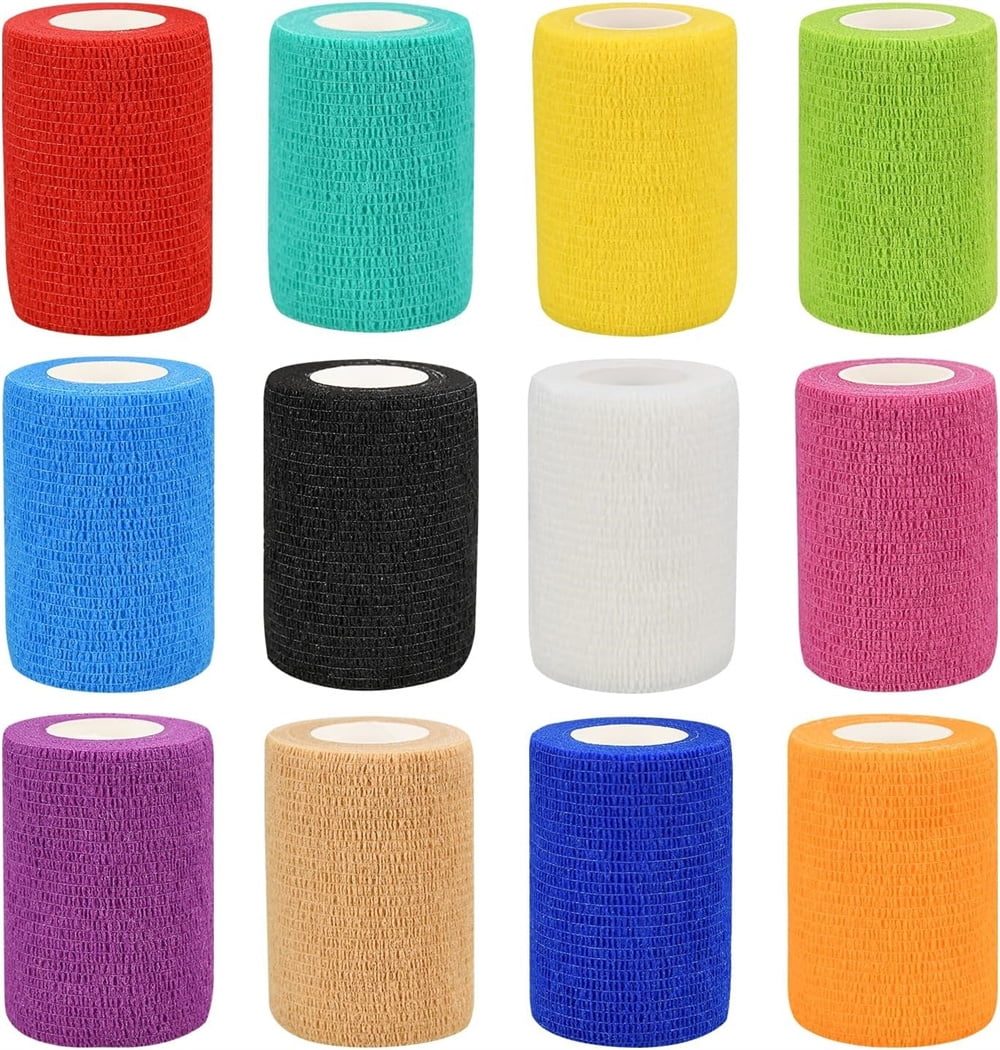12 Pcs Self Adhesive Bandages Wrap,Athletic Elastic Breathable Bandage ...