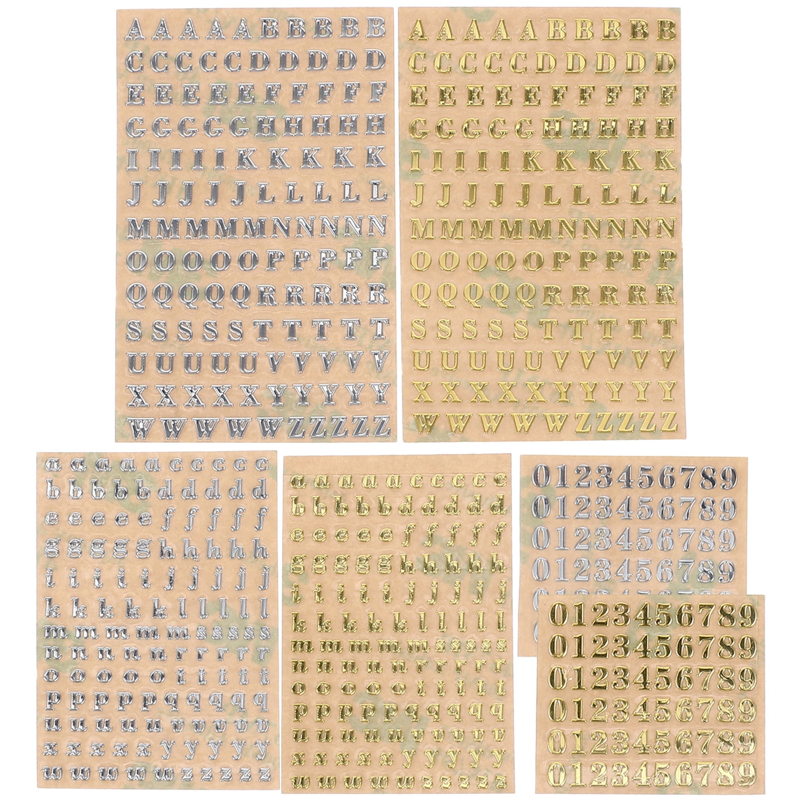 12 Pcs Self- Adhesive Letters Stickers Numbers Gold Alphabet - Walmart.com