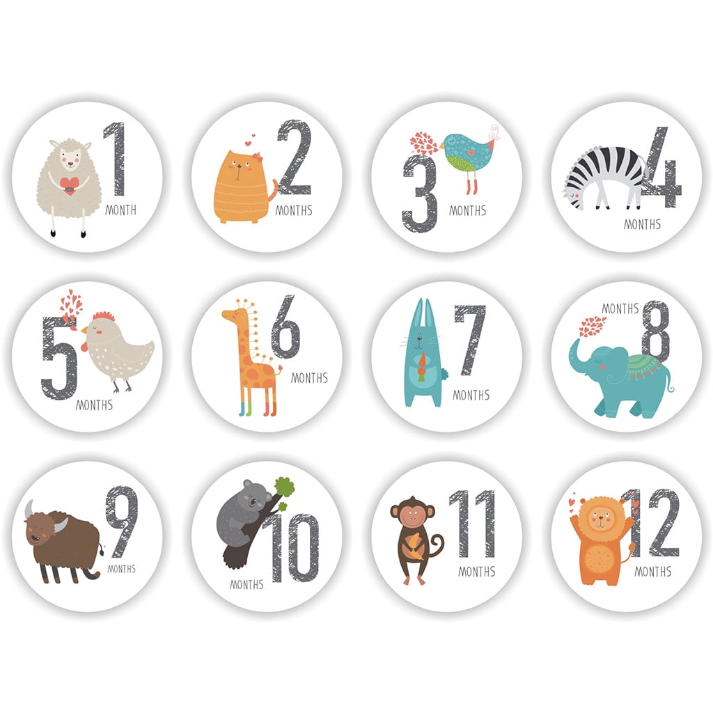 12 Pcs/Set Baby Pregnant Monthly Stickers Memory Recording Milestone ...