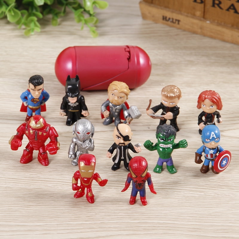 12 Pcs/Set New Q Avengers Mini Figures Hulk Thor Spider Man Action ...