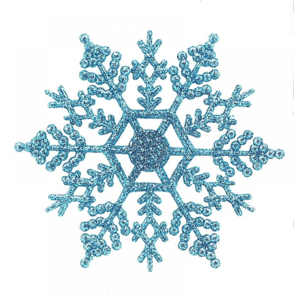 12 Pcs/Set Sparkly Glitter Snowflake Christmas Ornaments Xmas Tree ...