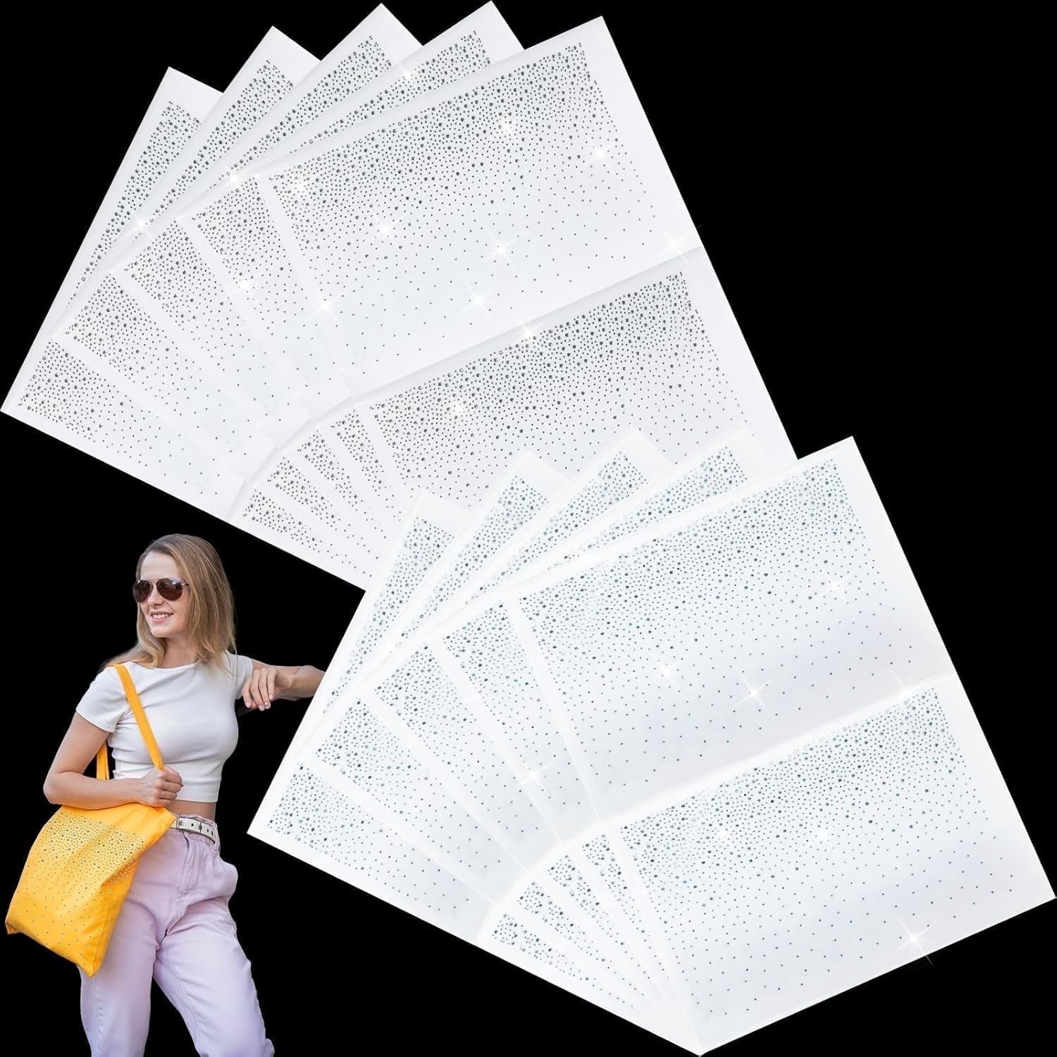 Zcintert 12-Sheet 2-4mm AB Colored Rhinestone Iron-on Hotfix Decals for ...
