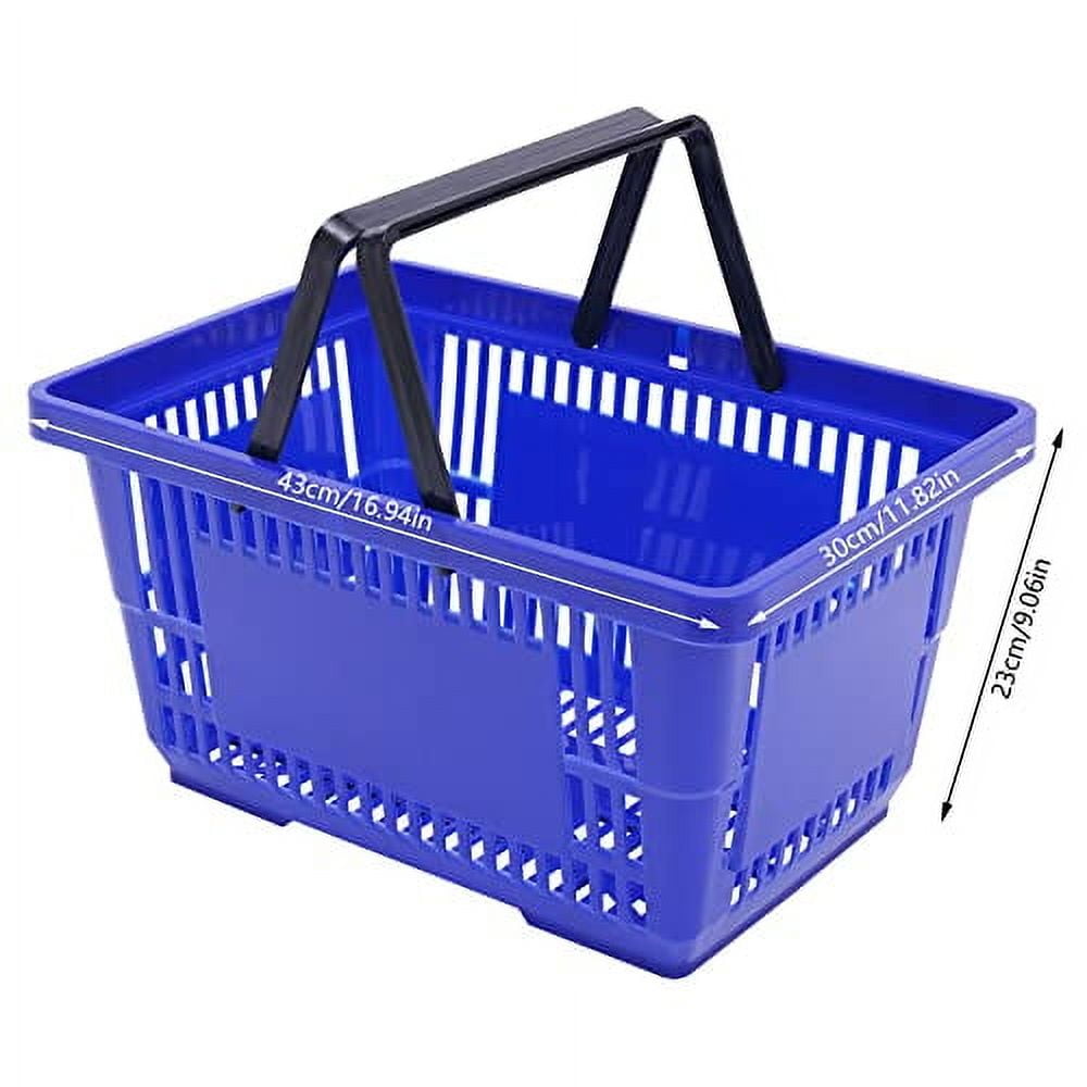 12 Pcs Shopping Baskets 21 L Plastic Shopping Baskets with Handles ...