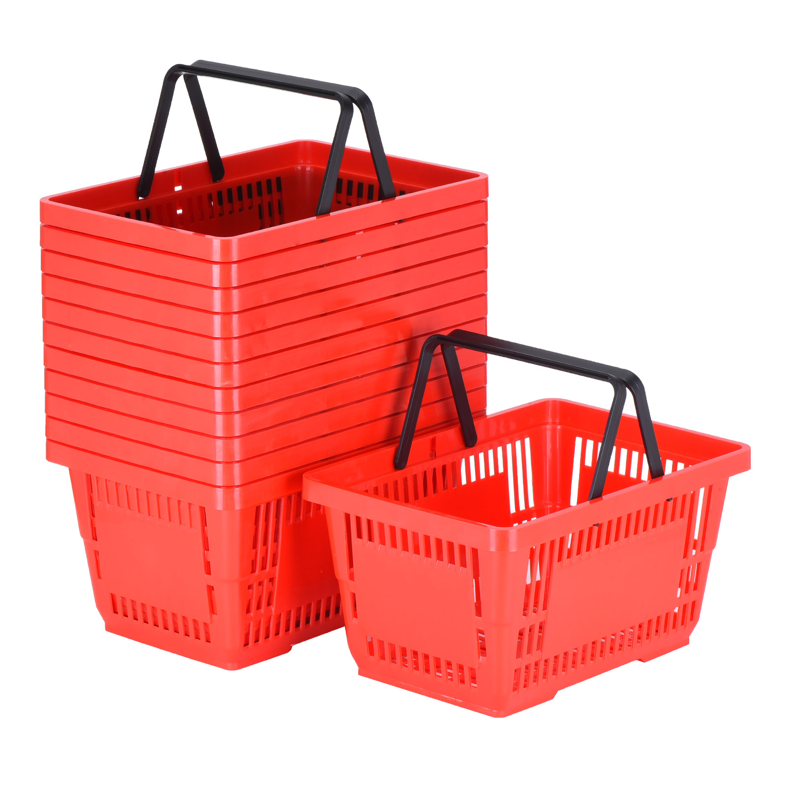 12 Pcs Shopping Baskets with Handles, Plastic Hand Basket for Retail ...