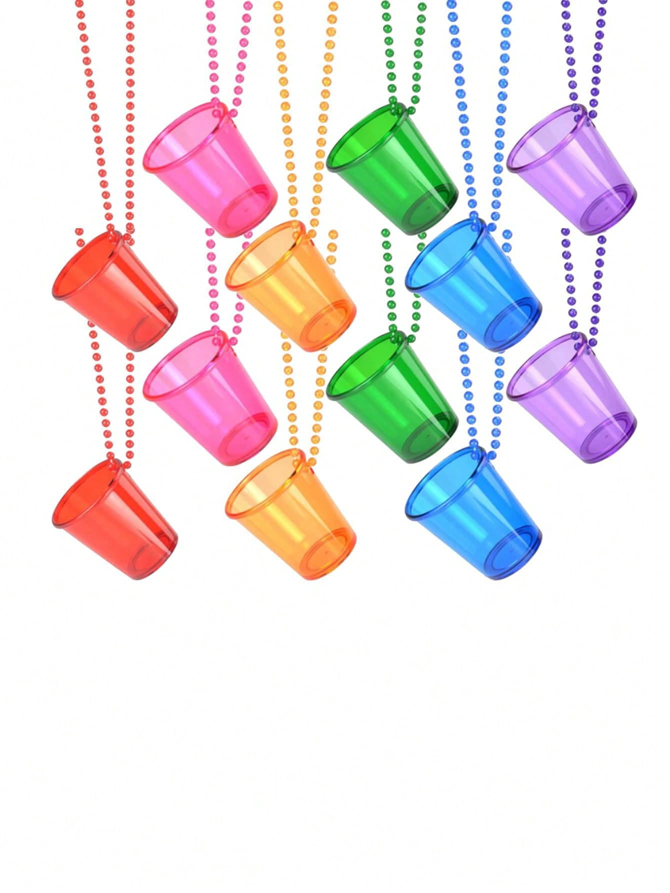 12 Pcs Shot Glass On Beaded Necklaces Plastic Shot Shot Necklace Cups ...